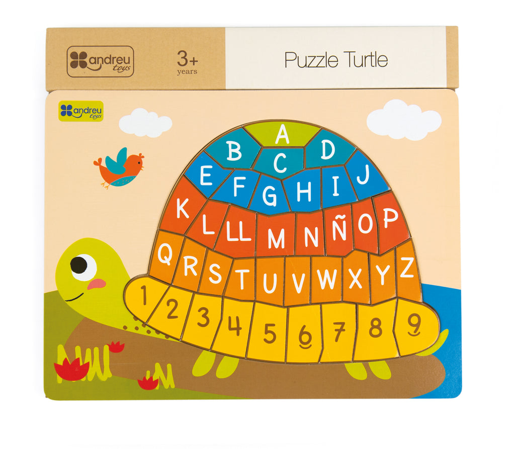 Wooden alphabet and number puzzle - Turtle – T&M Toys