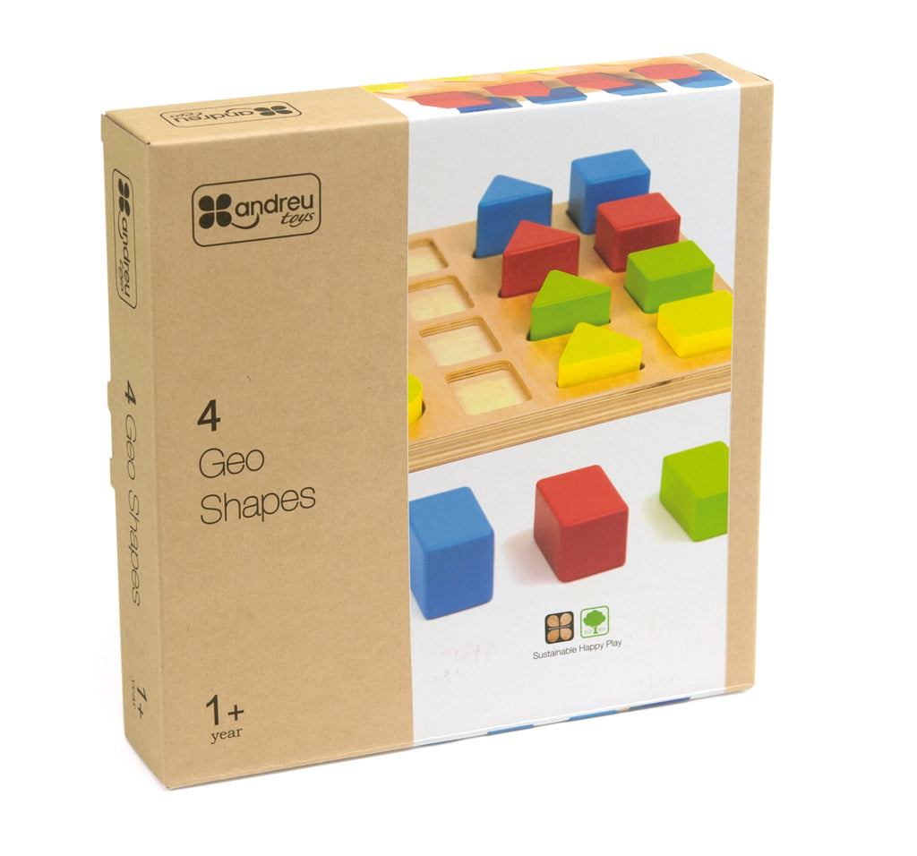 4 Geo Shapes - Wooden toy puzzle. – T&M Toys